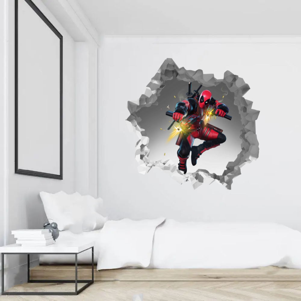 Deadpool Wall Break Decal Wall Sticker – www.vividmoments.co.uk
