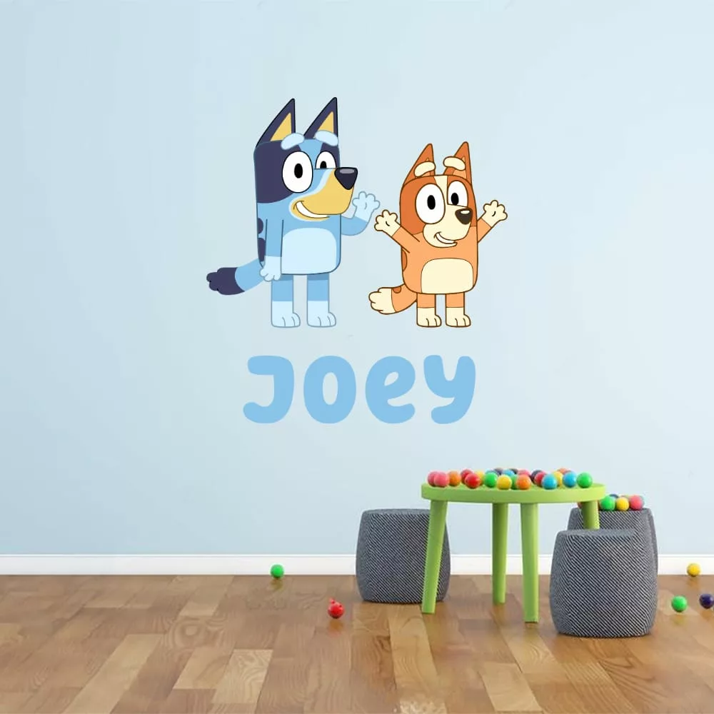 Personalised Vinyl Bluey and Bingo Wall Decal Sticker – www ...