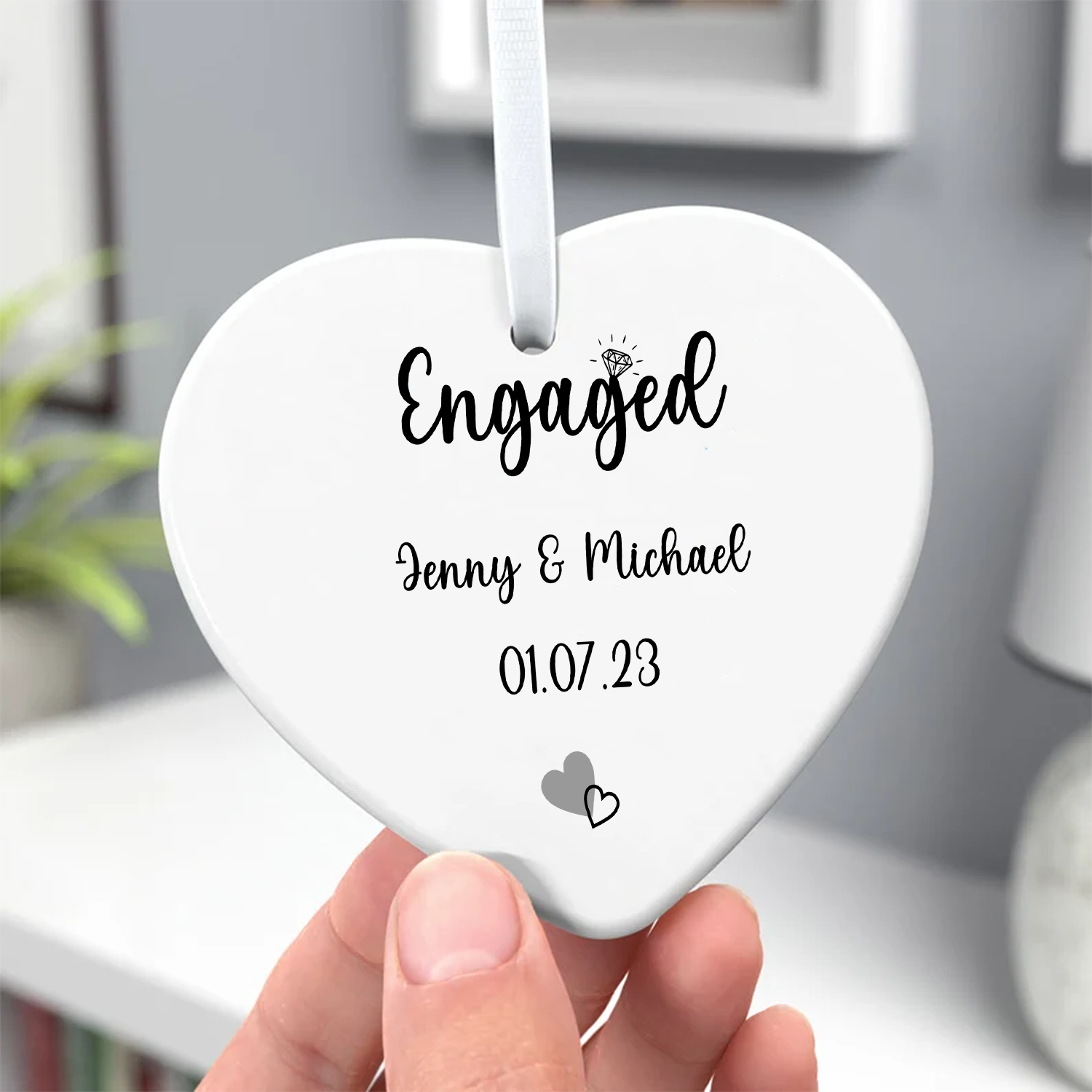 Personalised 3″ Ceramic Heart for Engagement – www.vividmoments.co.uk
